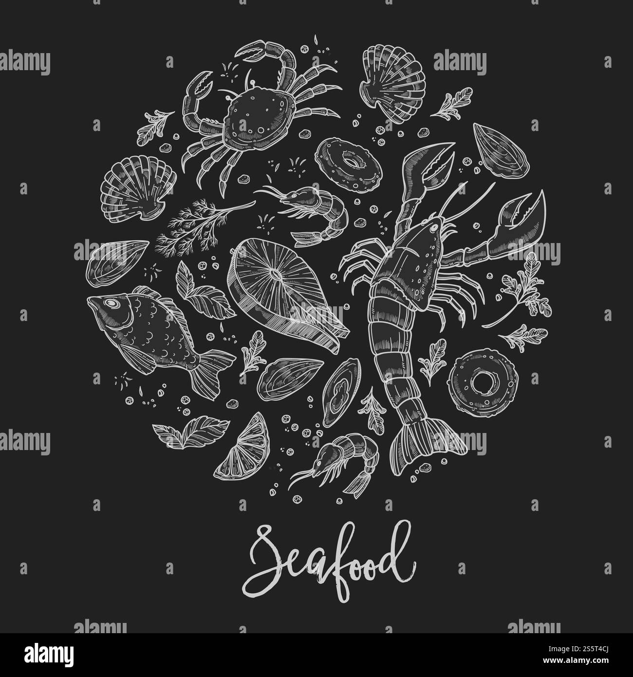 Seafood cuisine restaurant poster or dish menu design template. Vector ...