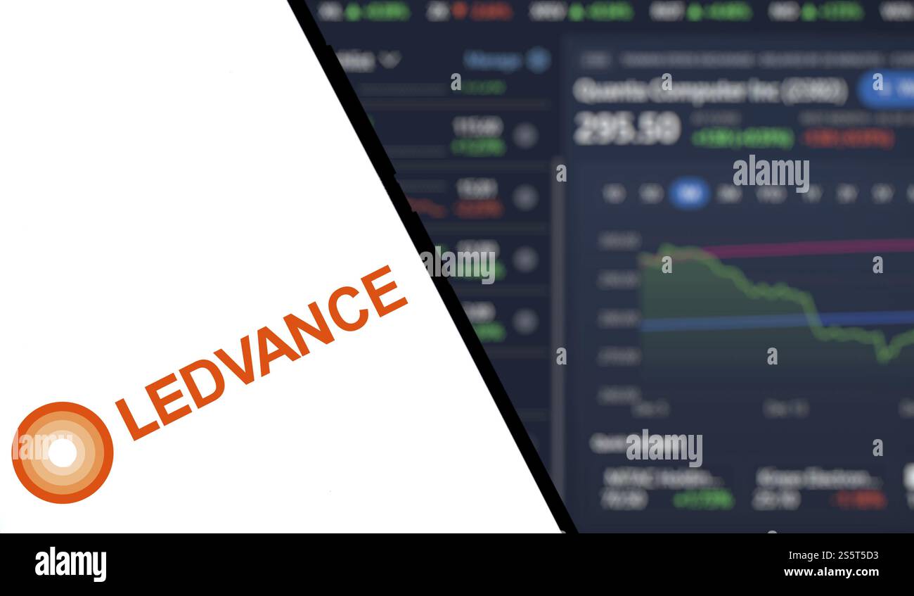 Ledvance logo is displayed on smartphone. Ledvance GmbH is a German ...