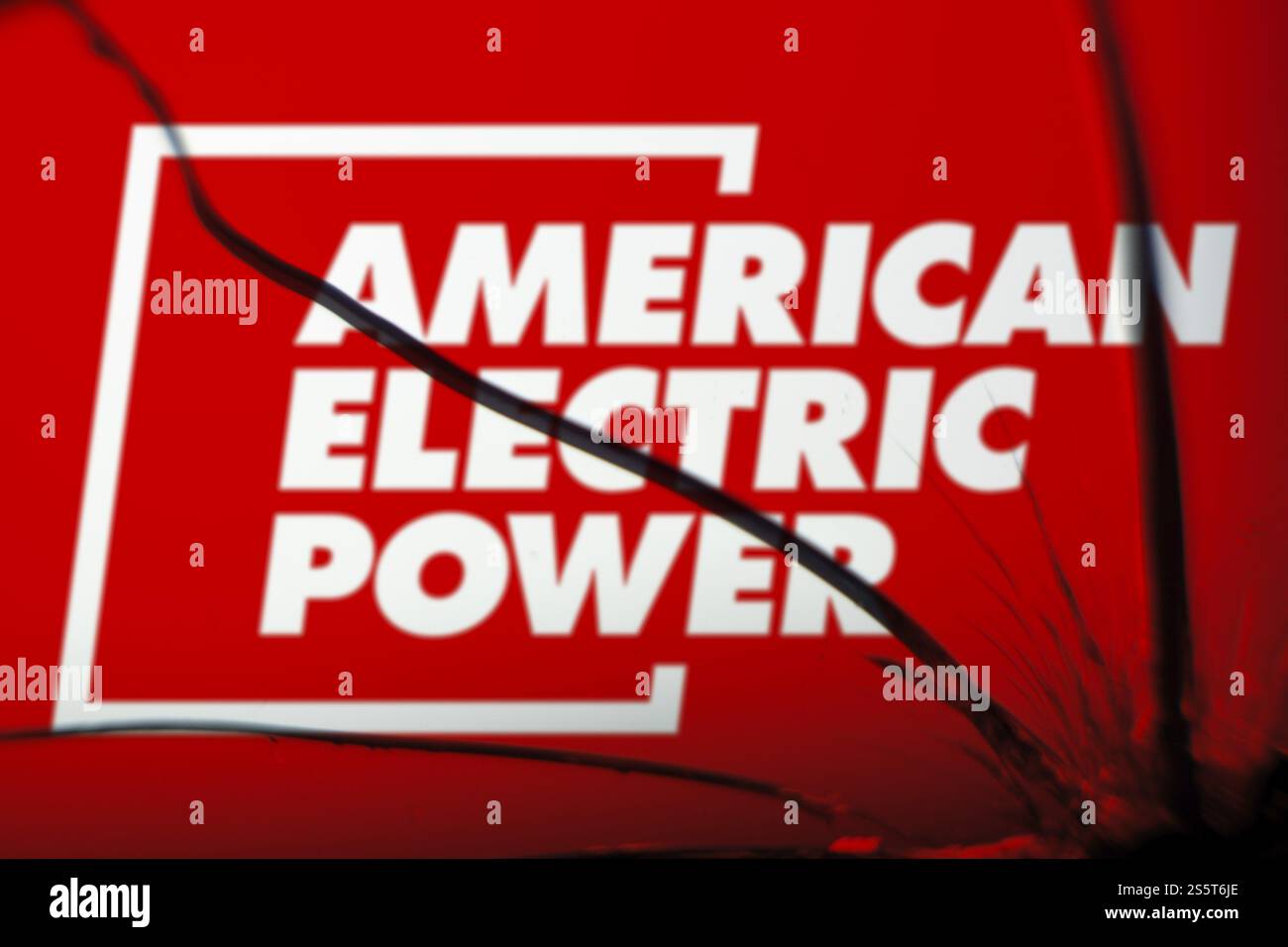 American electric power logo is visible on the broken glass. American ...
