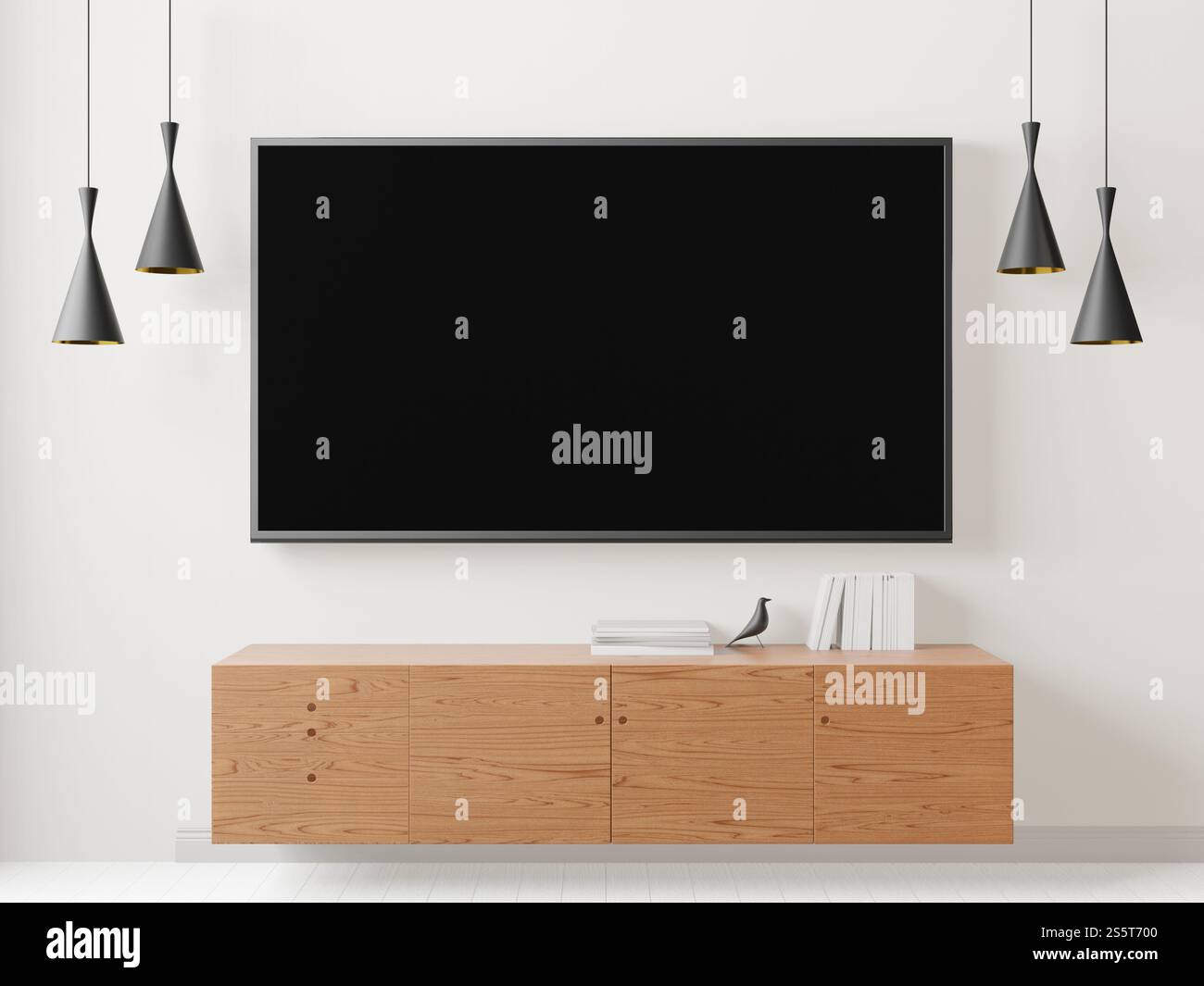 3D living room with blank television Stock Photo - Alamy