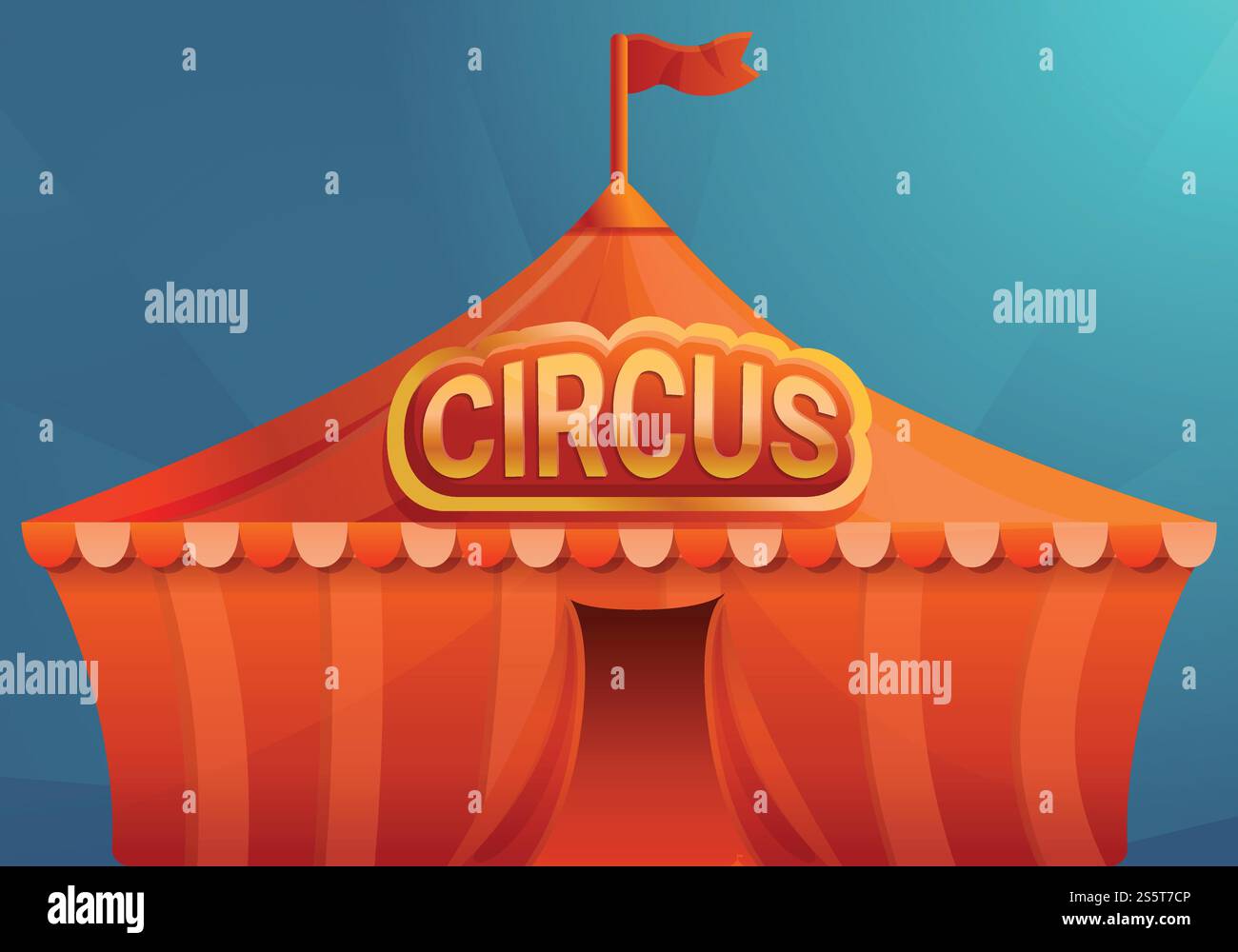 Circus on blue background concept banner. Cartoon illustration of ...