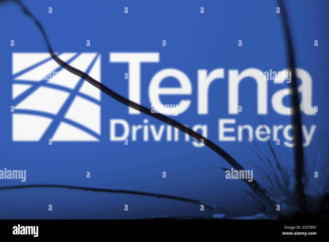 Terna driving energy logo is displayed on smartphone. Terna S.p.A. is a ...
