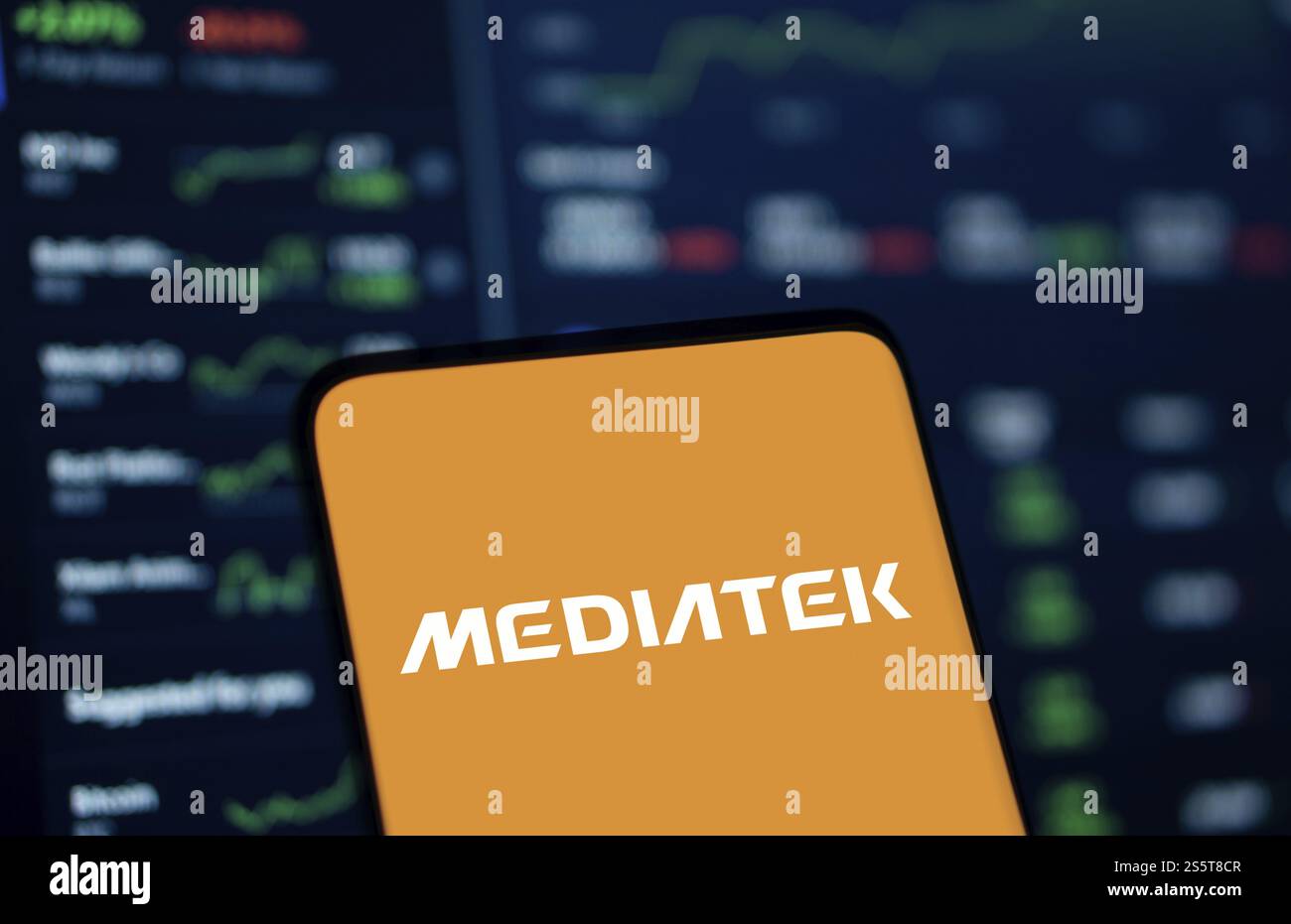 MediaTek logo is displayed on smartphone. MediaTek Inc is a Taiwanese ...