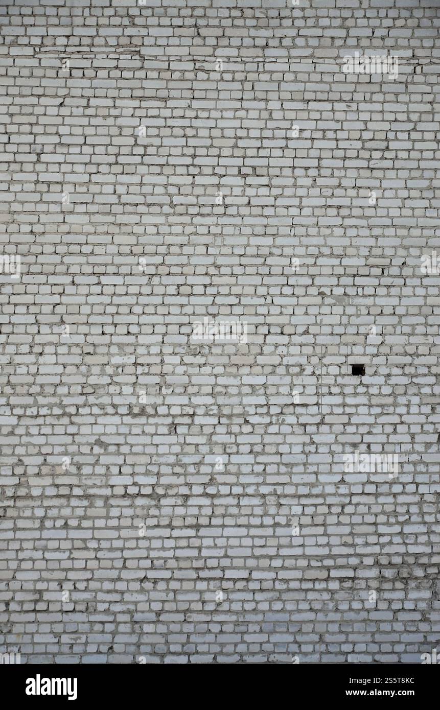 Weathered stained old white brick wall background. Texture of an old ...