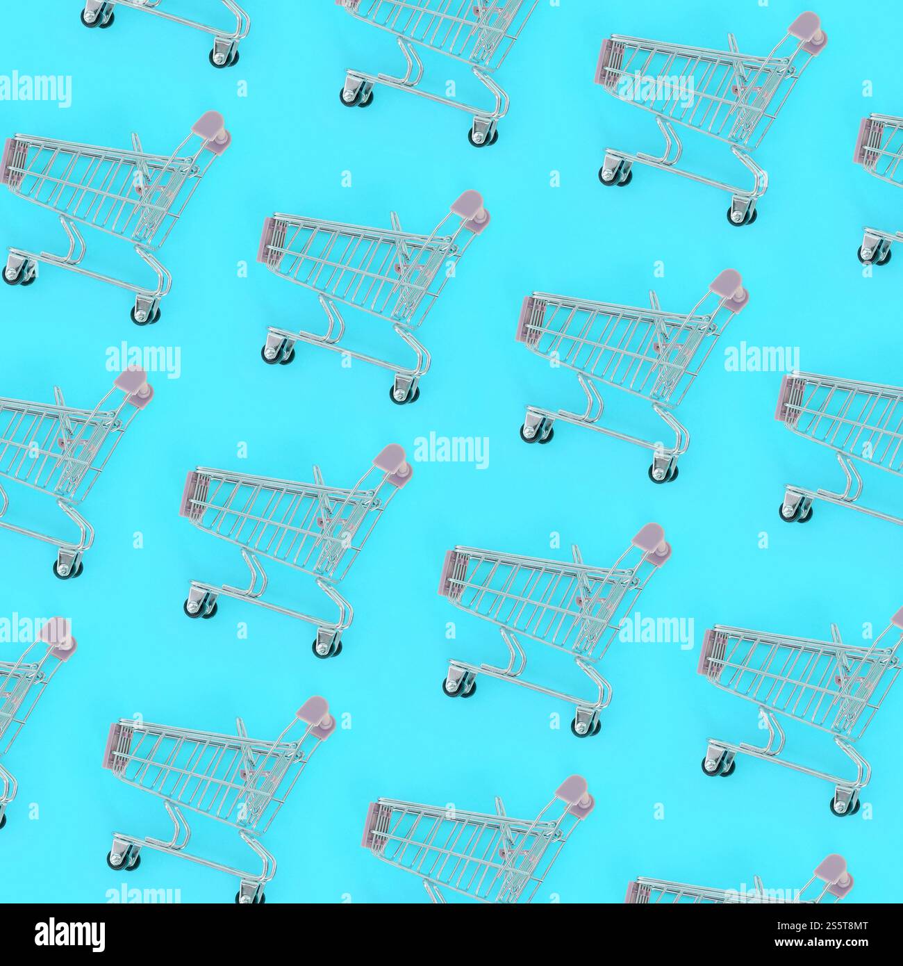 Shopping addiction, shopping lover or shopaholic concept. Many small ...