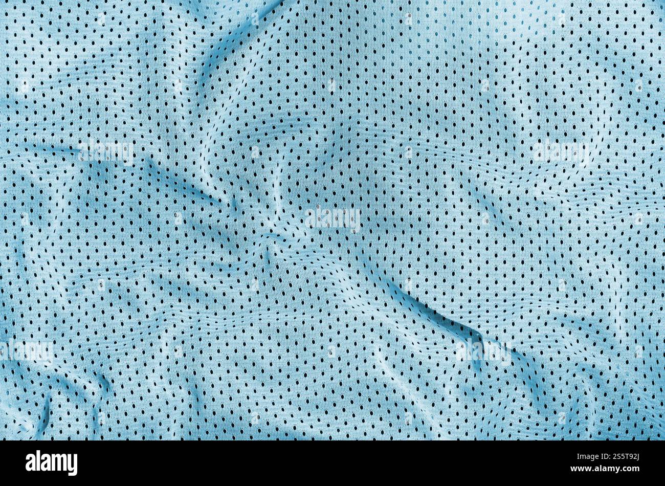 Sport clothing fabric texture background, top view of light blue cloth ...