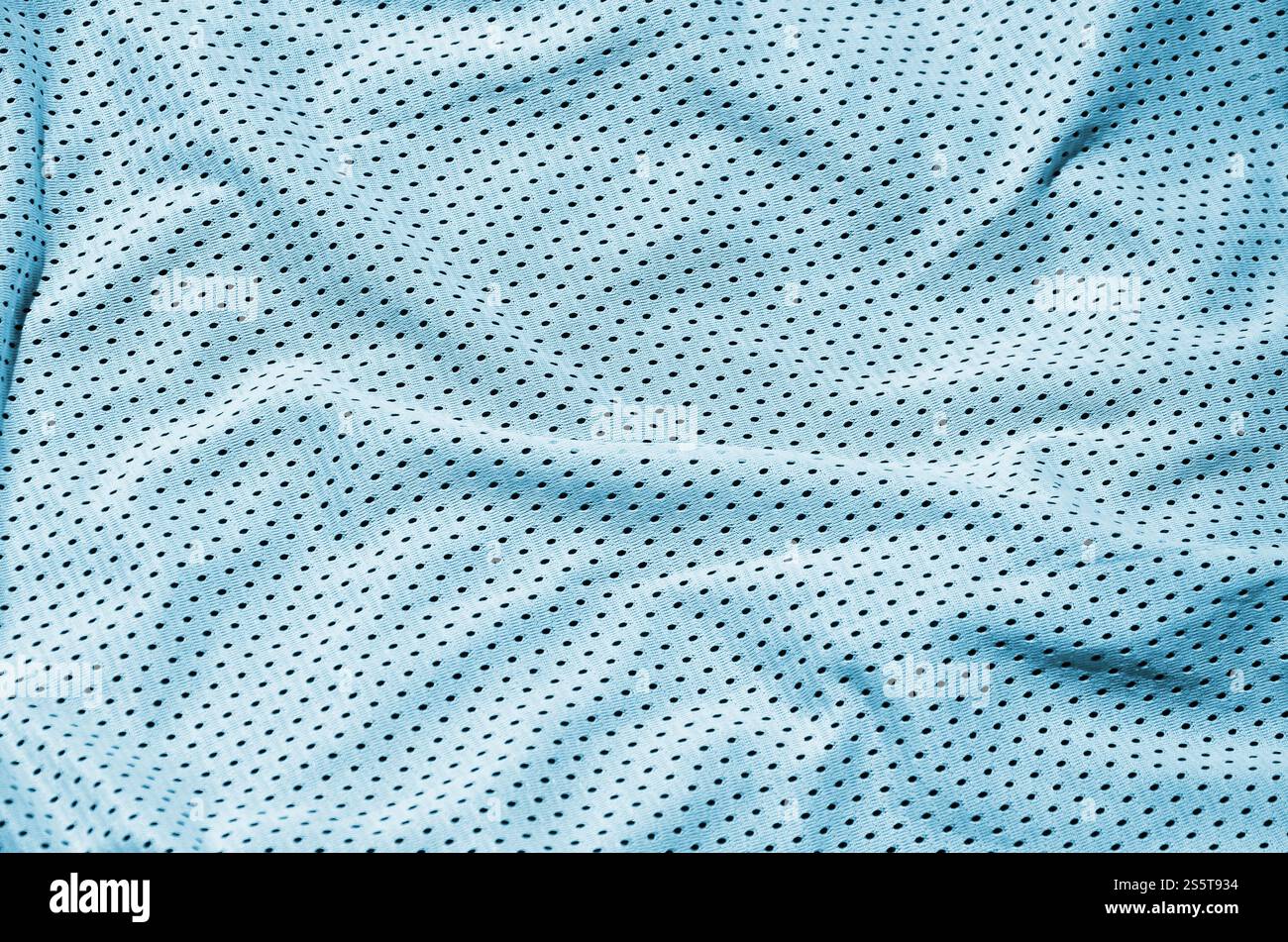 Sport clothing fabric texture background, top view of light blue cloth ...