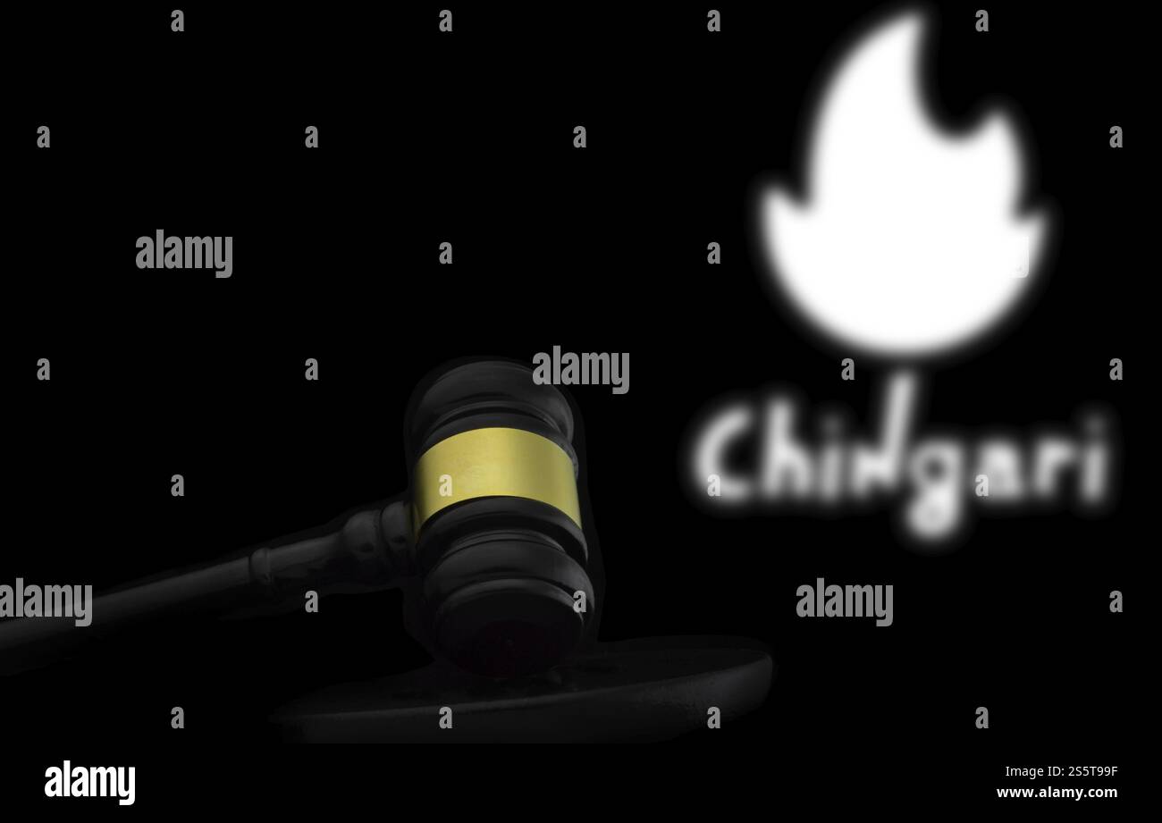 Chingari logo is displayed on smartphone. Chingari is a video sharing ...