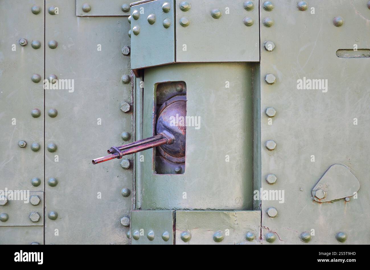 The texture of the wall of the tank, made of metal and reinforced with ...