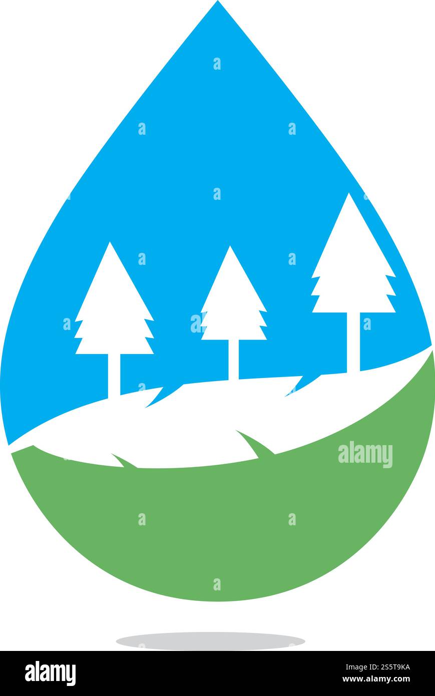 Landscape drop water design logo. Nature water sign. Organic food and ...