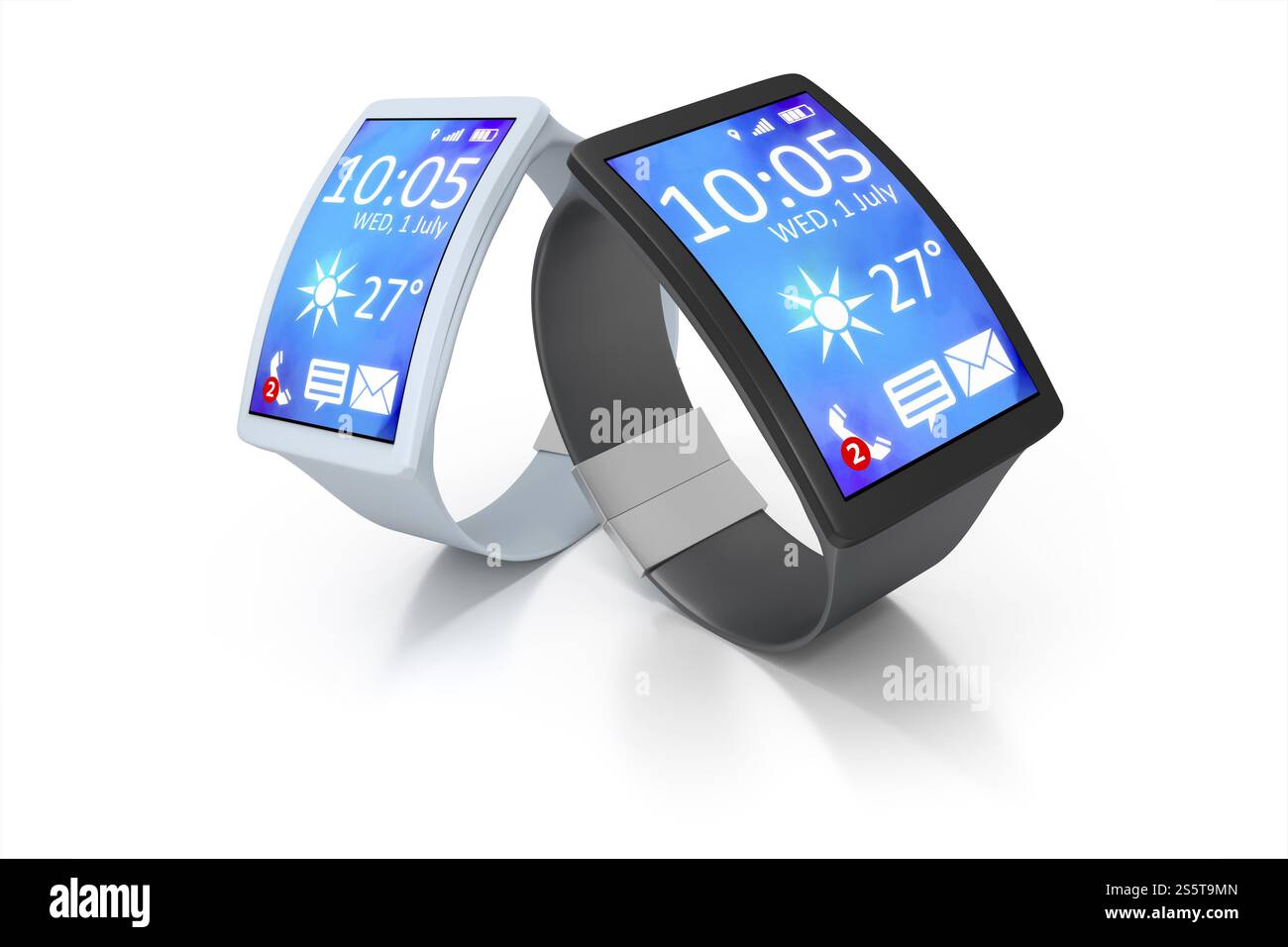 3D rendering of two big screen smart watch Stock Photo - Alamy