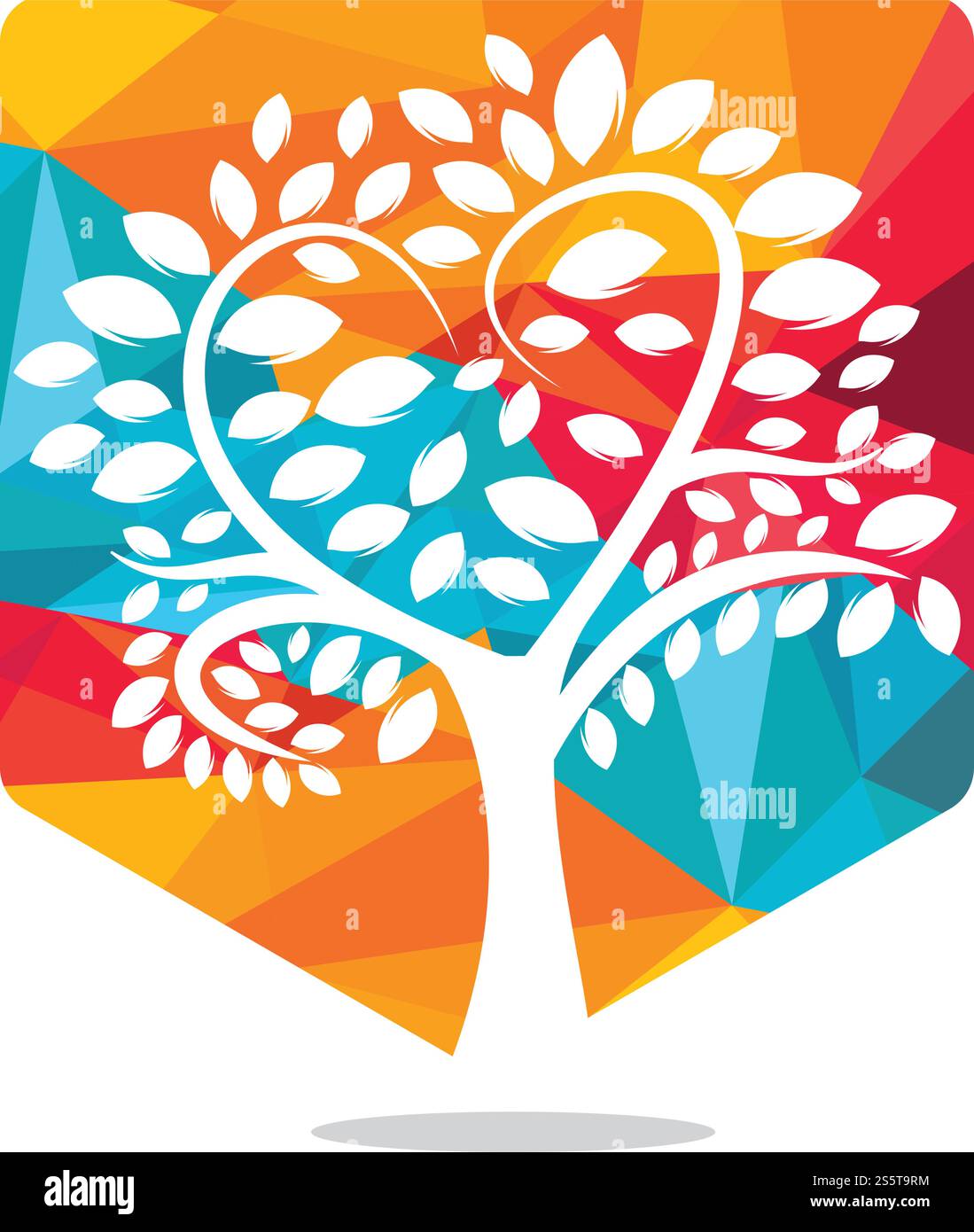 Abstract heart tree vector logo design. Ecological icon tree vector ...