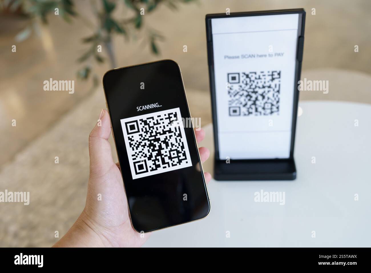 Qr code payment. E wallet. Man scanning tag accepted generate digital ...