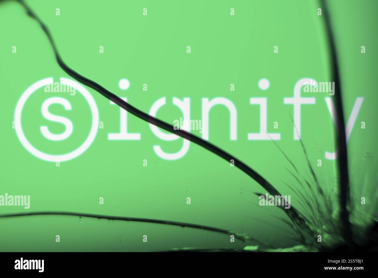 Signify logo is visible on the broken glass. Signify N.V. is a Dutch ...