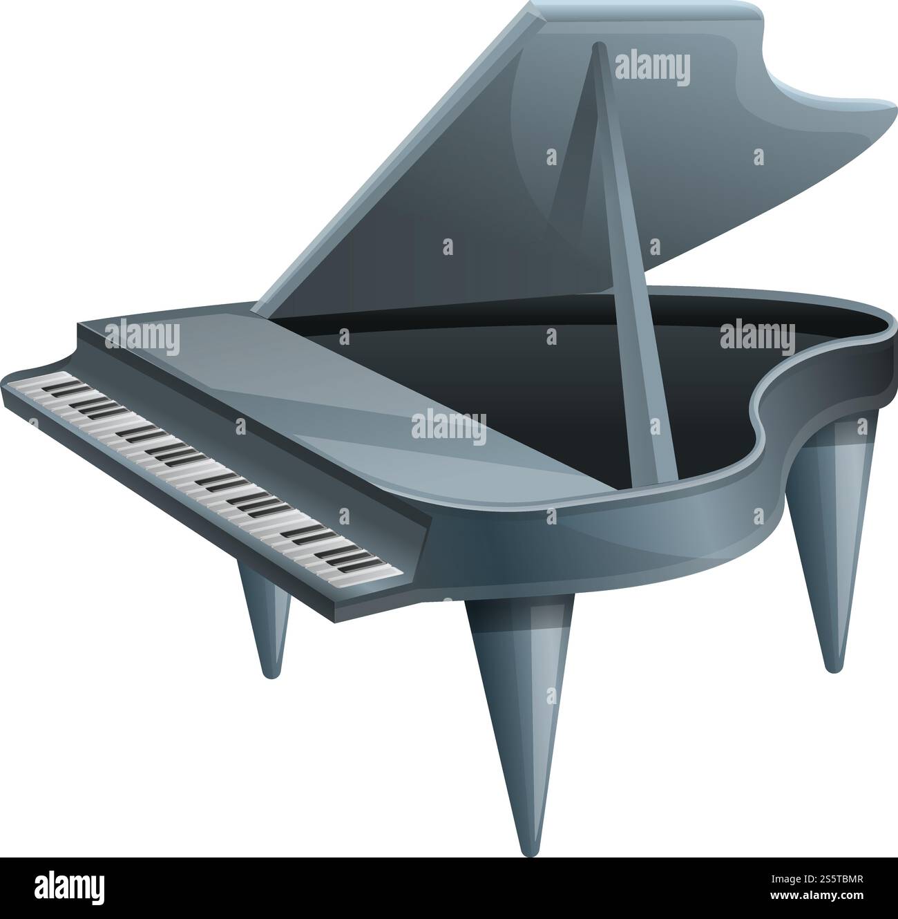 Grey grand piano icon. Cartoon of grey grand piano vector icon for web ...