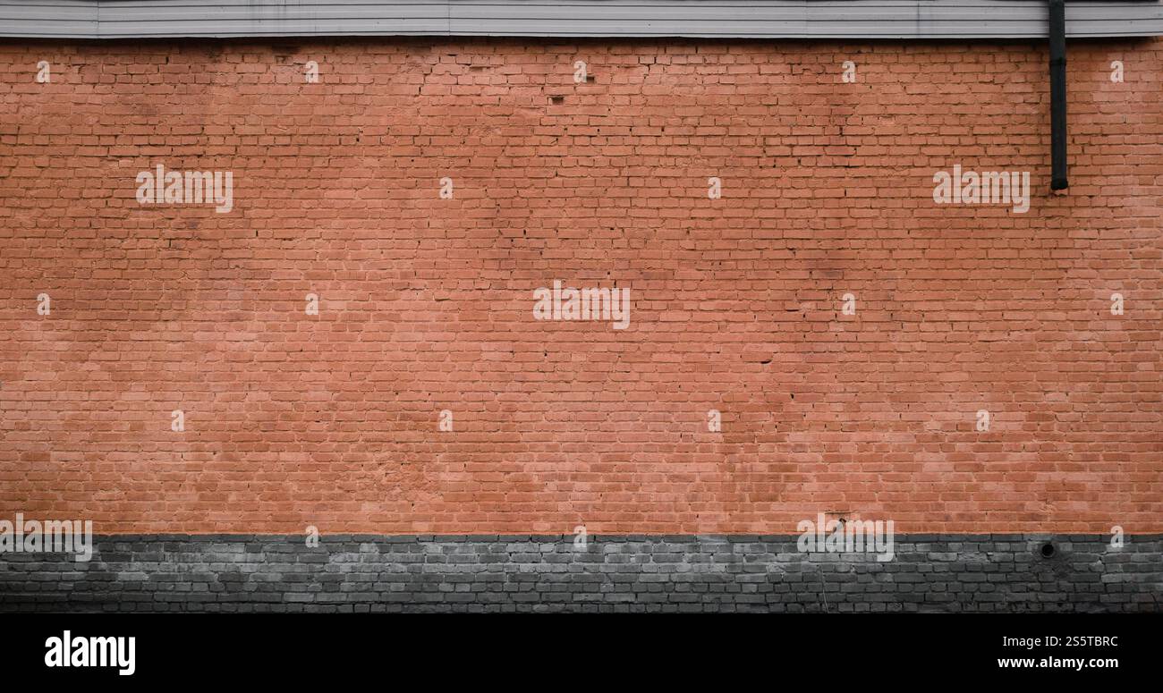 The texture of the brick wall of many rows of bricks painted in brown ...