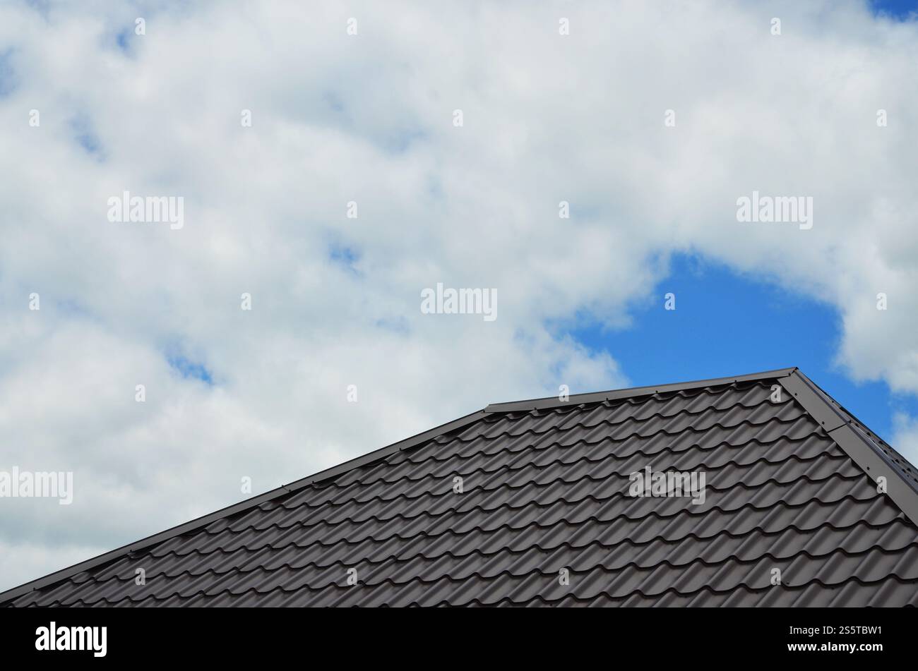 Brown roof tiles or shingles on house as background image. New ...