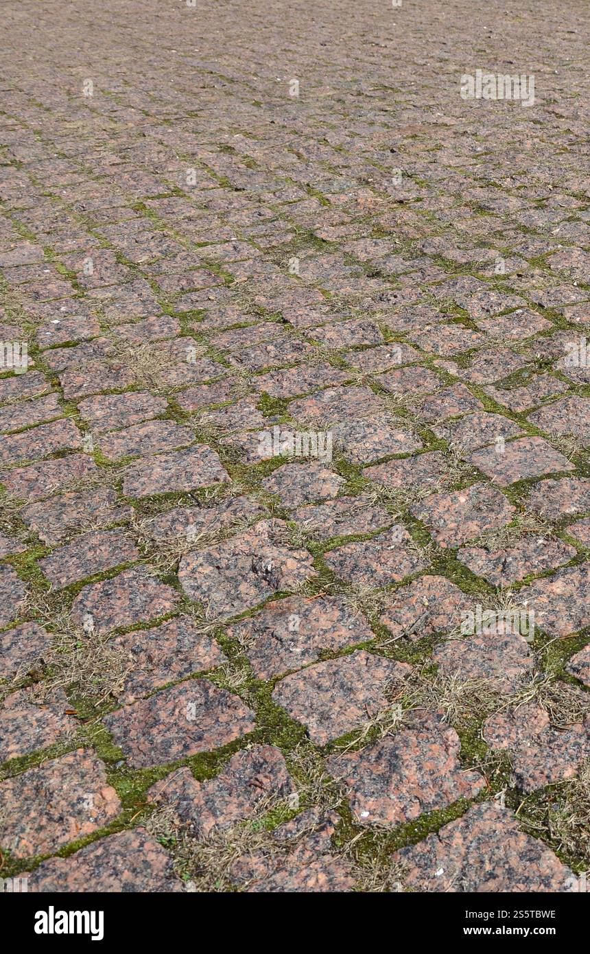 A large area, laid out of paving stone in perspective. Detailed photo ...
