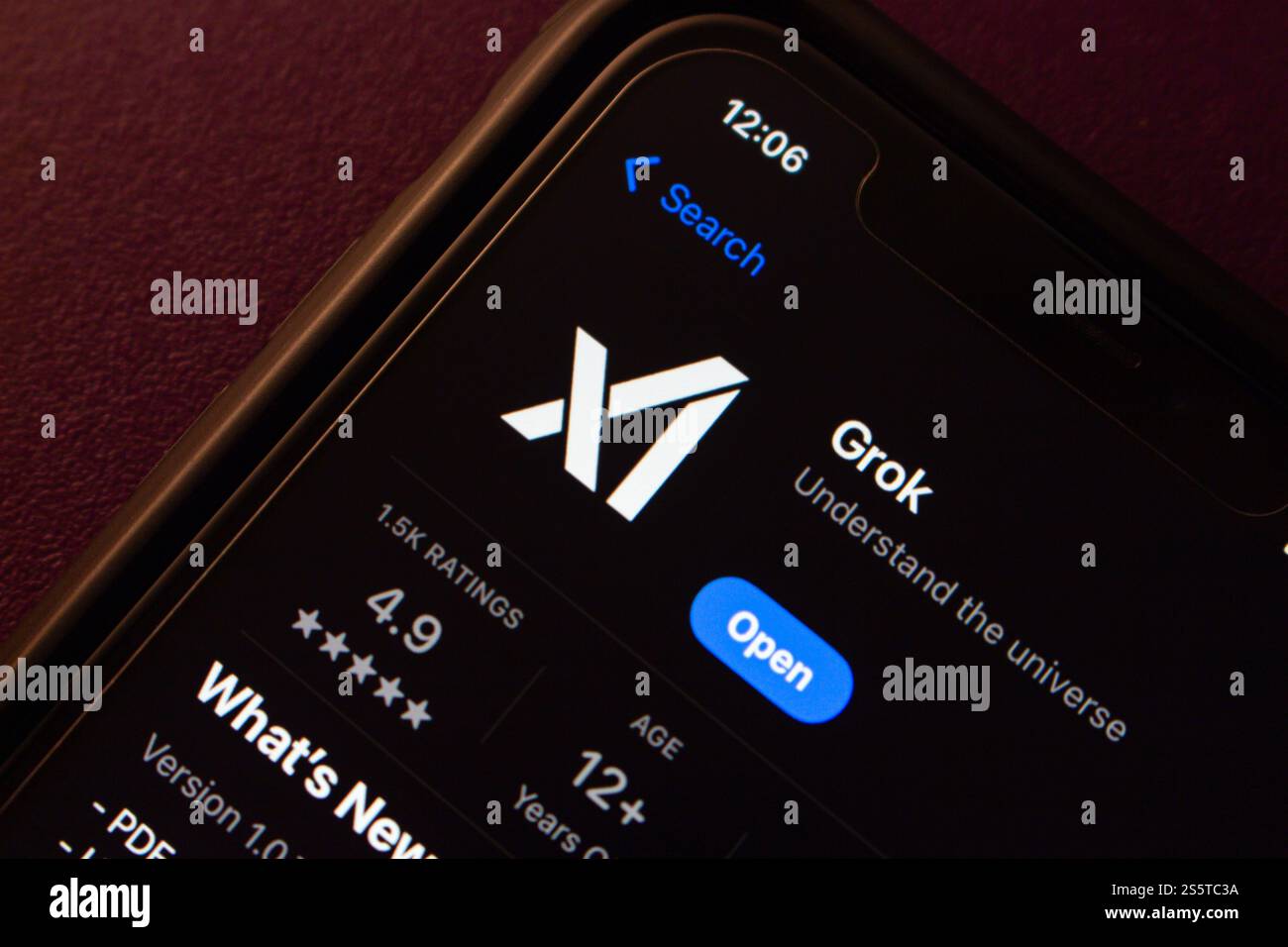 Grok app is displayed on the App Store. Grok is an AI chatbot developed ...