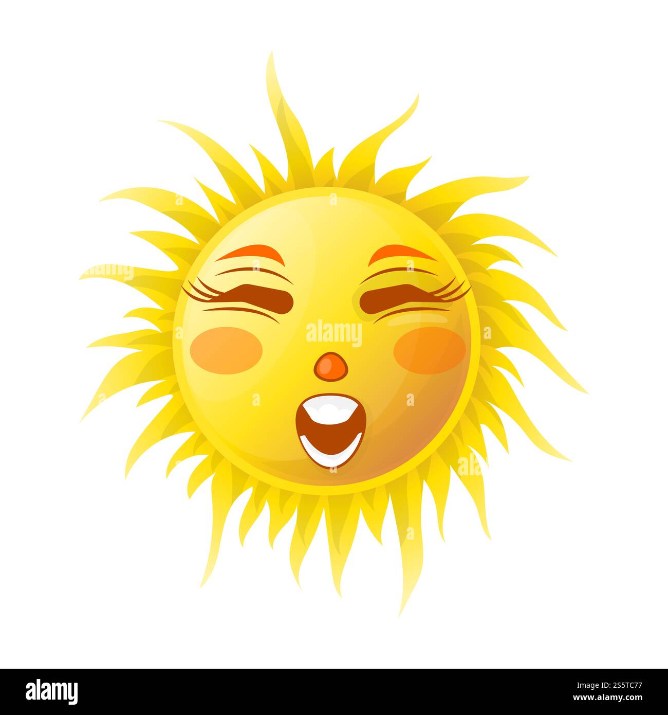 Sun smile or summer cartoon emoticon and emoji sunny face expression ...