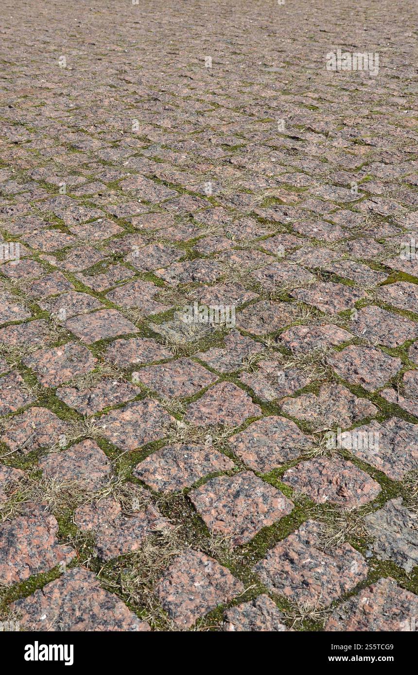 Cobbles texture - hard pavement, a kind of pavement, laid out by flat ...