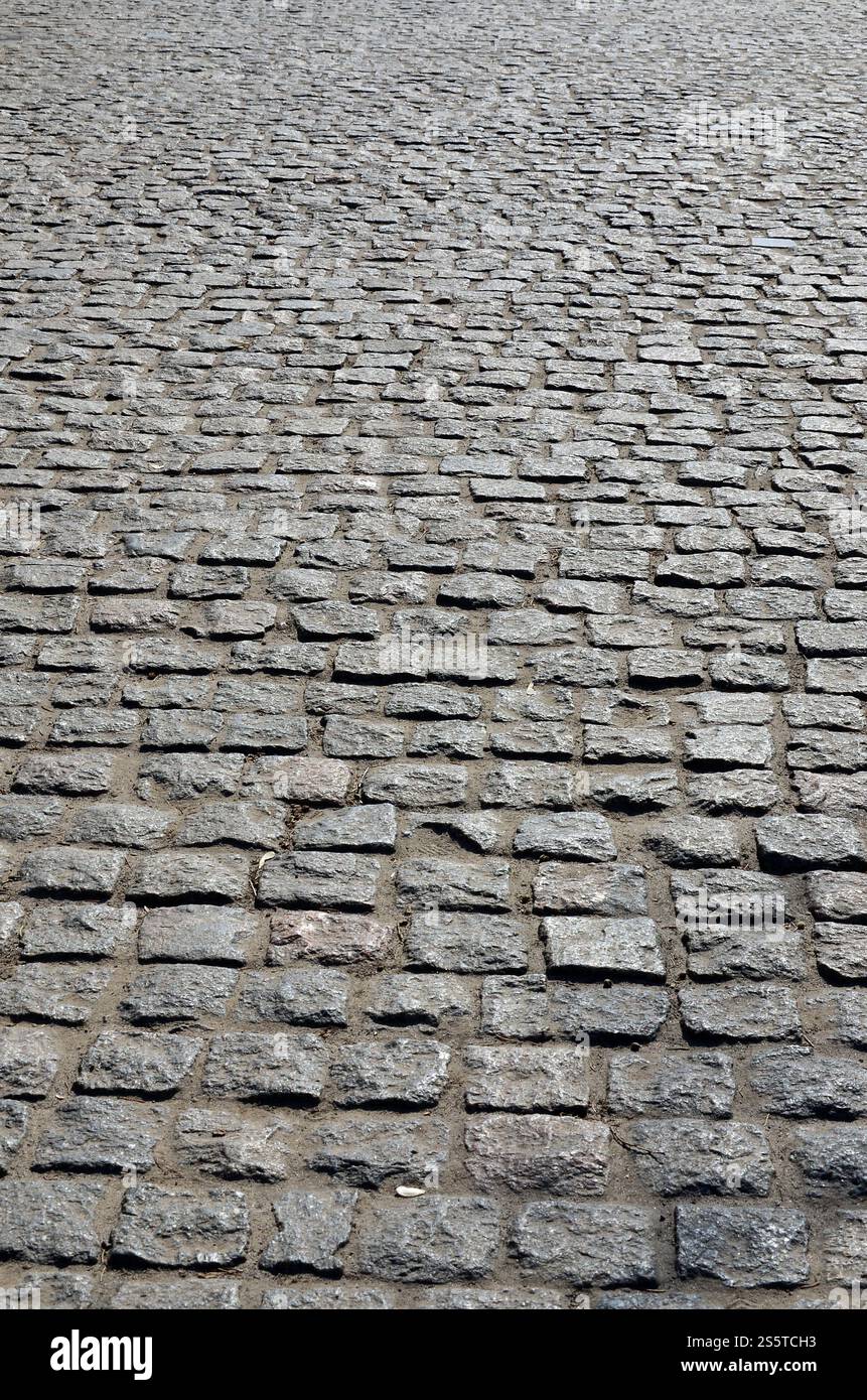 Cobbles texture - hard pavement, a kind of pavement, laid out by flat ...