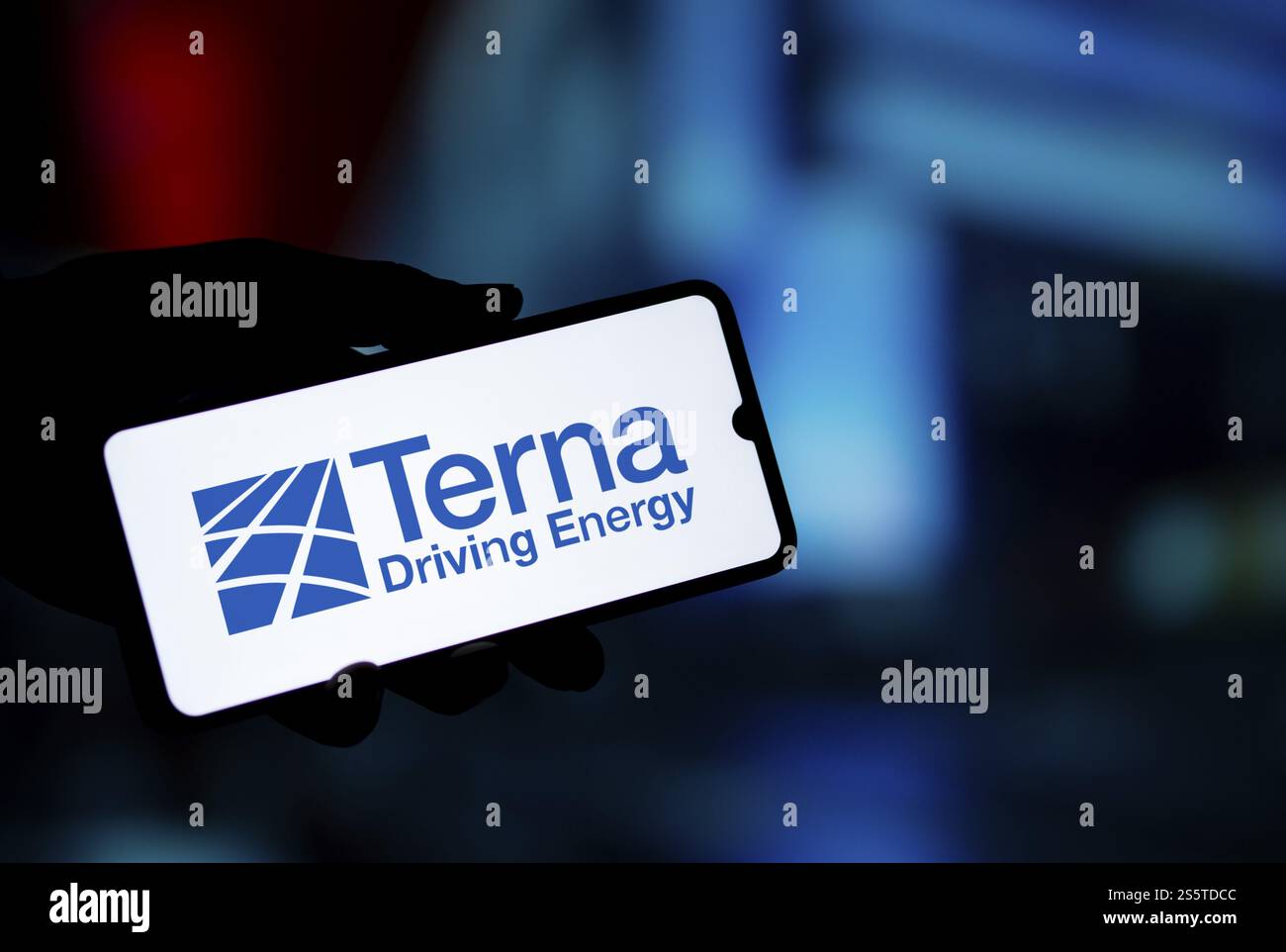 Terna driving energy logo is displayed on smartphone. Terna S.p.A. is a ...