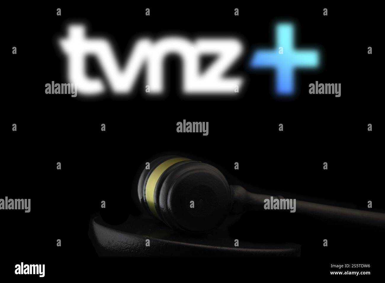 Court gavel in front of the tvnz logo. TVNZ, is a television network ...