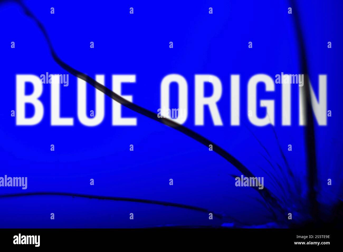 Blue origin logo is visible on the broken glass. Blue Origin ...