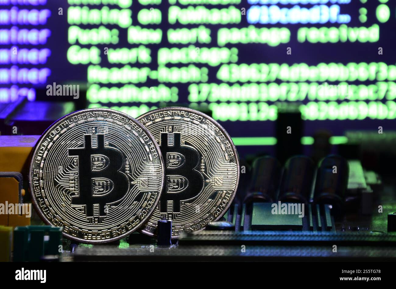 The Digital Process Of Cryptocurrency Mining By Using The Gpus Bitcoins And Video Card On A