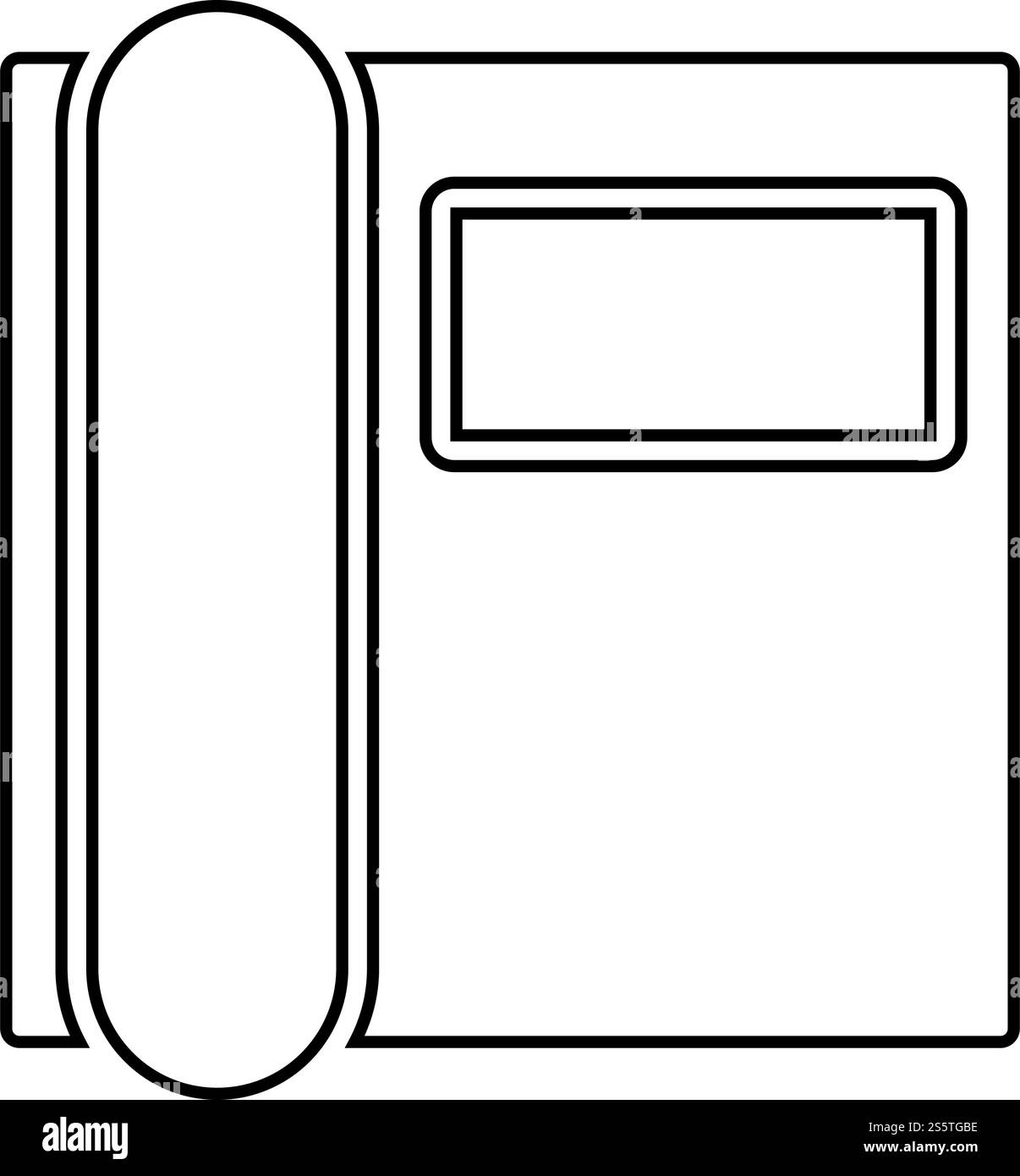 Phone fax machine for office using icon outline black color vector illustration flat style ...