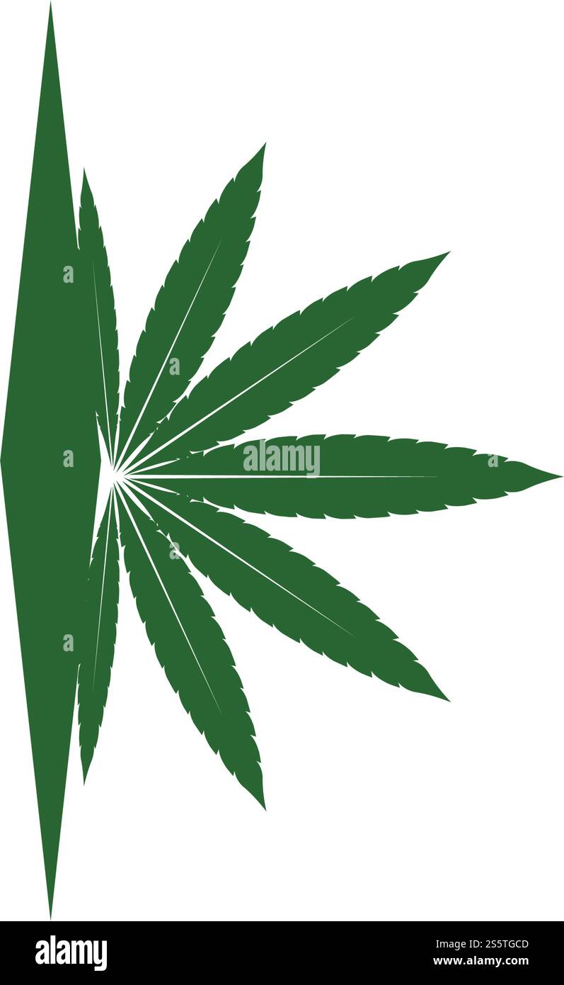 cannabis leaf illustration, green icon on transparent background Stock ...