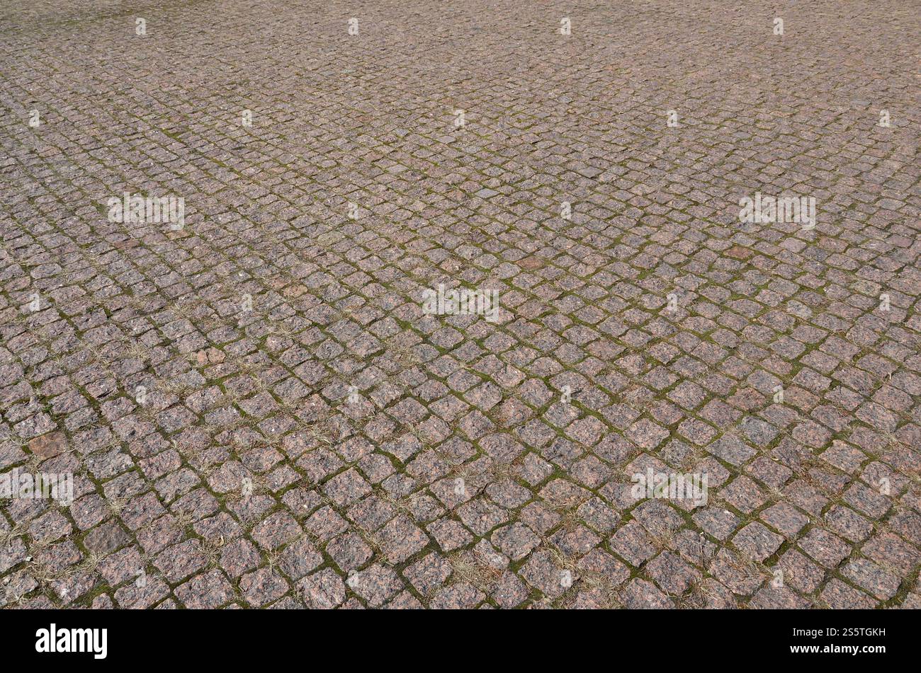 A large area, laid out of paving stone in perspective. Detailed photo ...