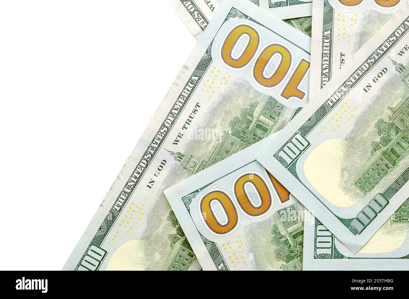A border of American money isolated on white with copy space. Money ...