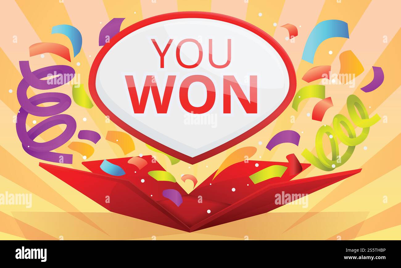 You won contest concept banner. Cartoon illustration of you won contest ...