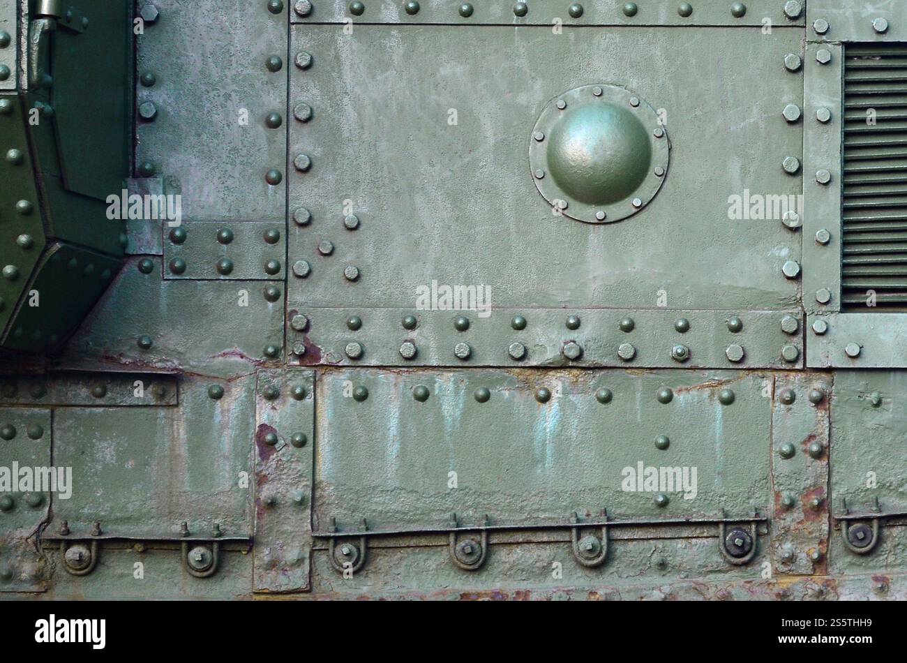 Abstract green industrial metal textured background with rivets and ...