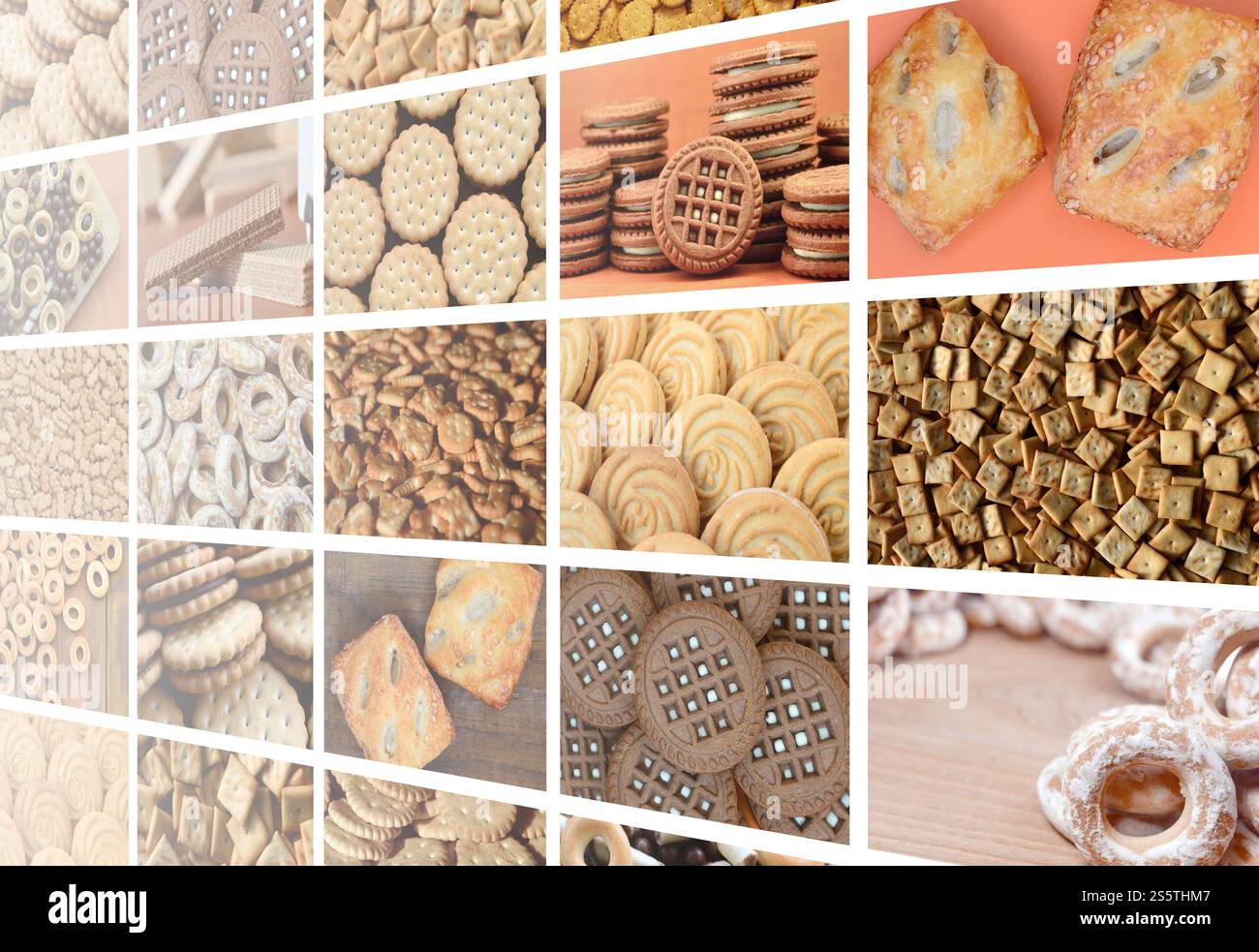 A collage of many pictures with various sweets close-up. A set of ...