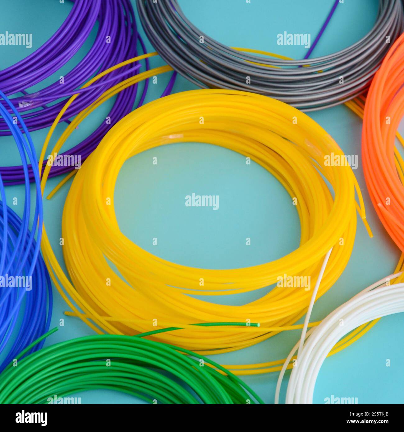 3D printing pen filaments of various colors. Plastic PLA and ABS ...
