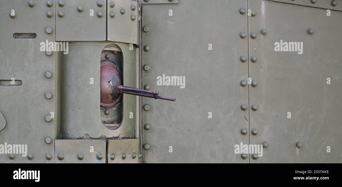 The texture of the wall of the tank, made of metal and reinforced with ...