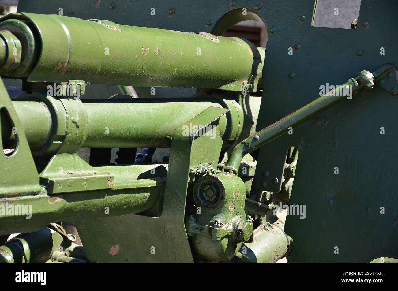 A close-up mechanism of a portable weapon of the Soviet Union of World ...