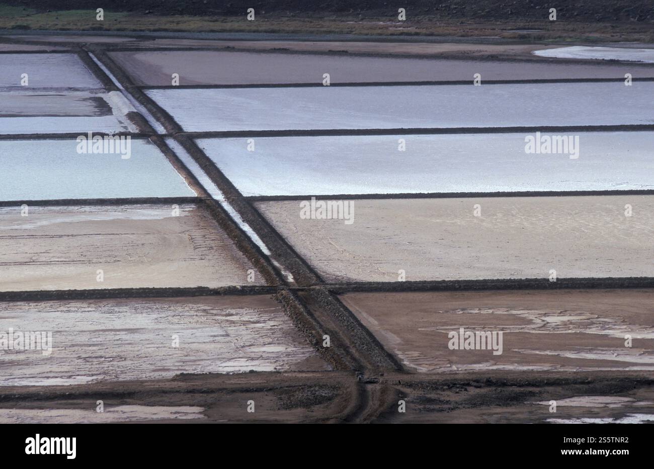 the salt mines Crater at the town of Pedra de Lume on the Island of Sal ...