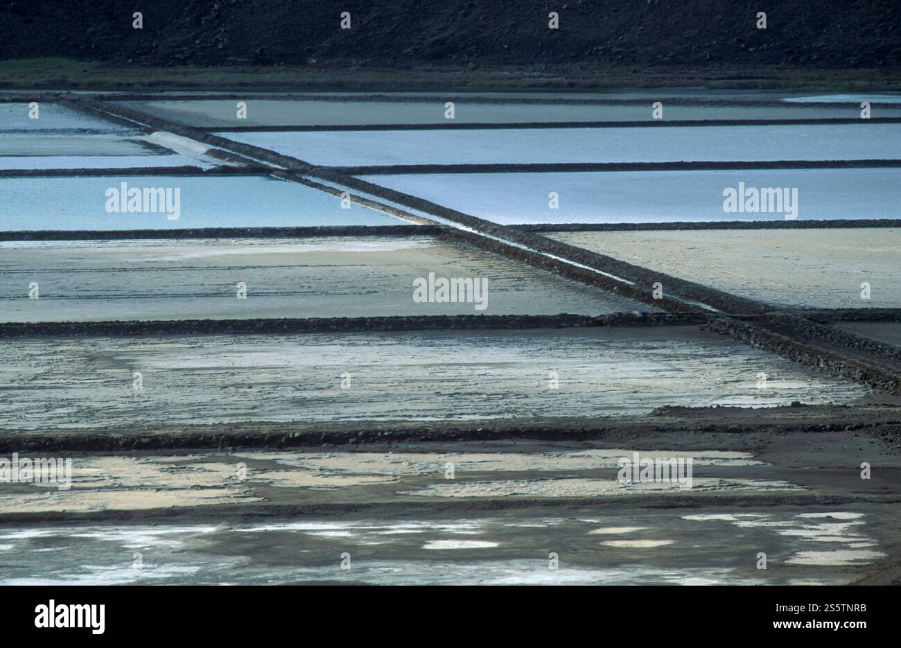 the salt mines Crater at the town of Pedra de Lume on the Island of Sal ...