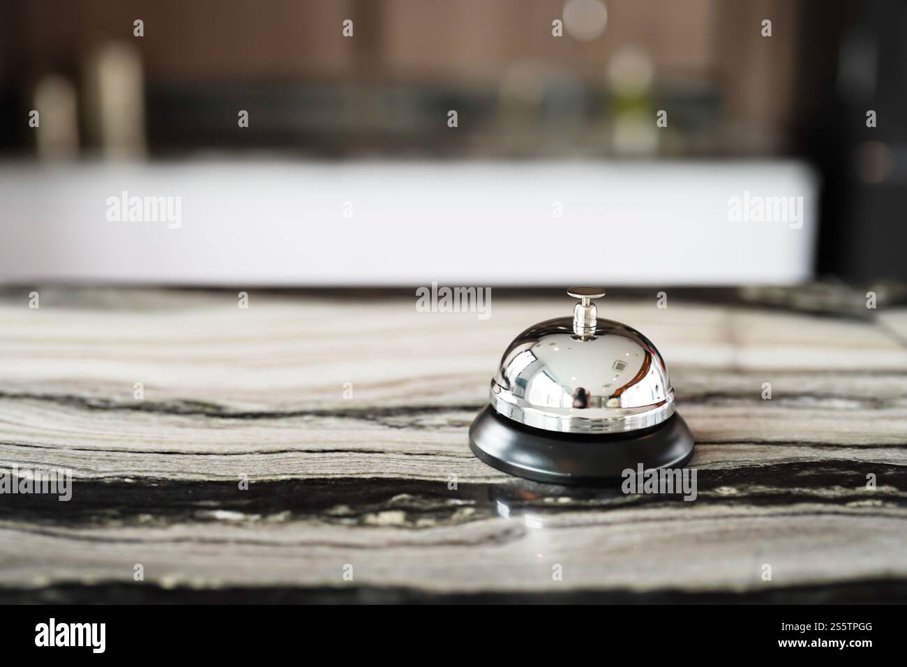 Hotel reception counter desk with service bell. front desk bell for ...