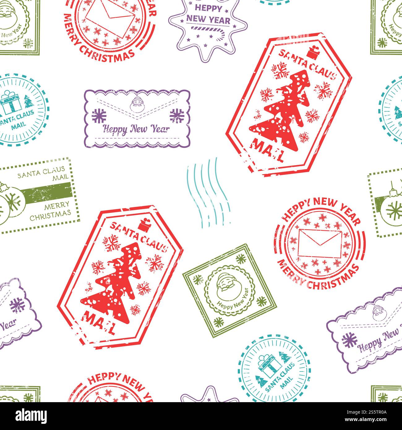 Santa Claus post and marks from mails of kids vector. Letters sent by ...