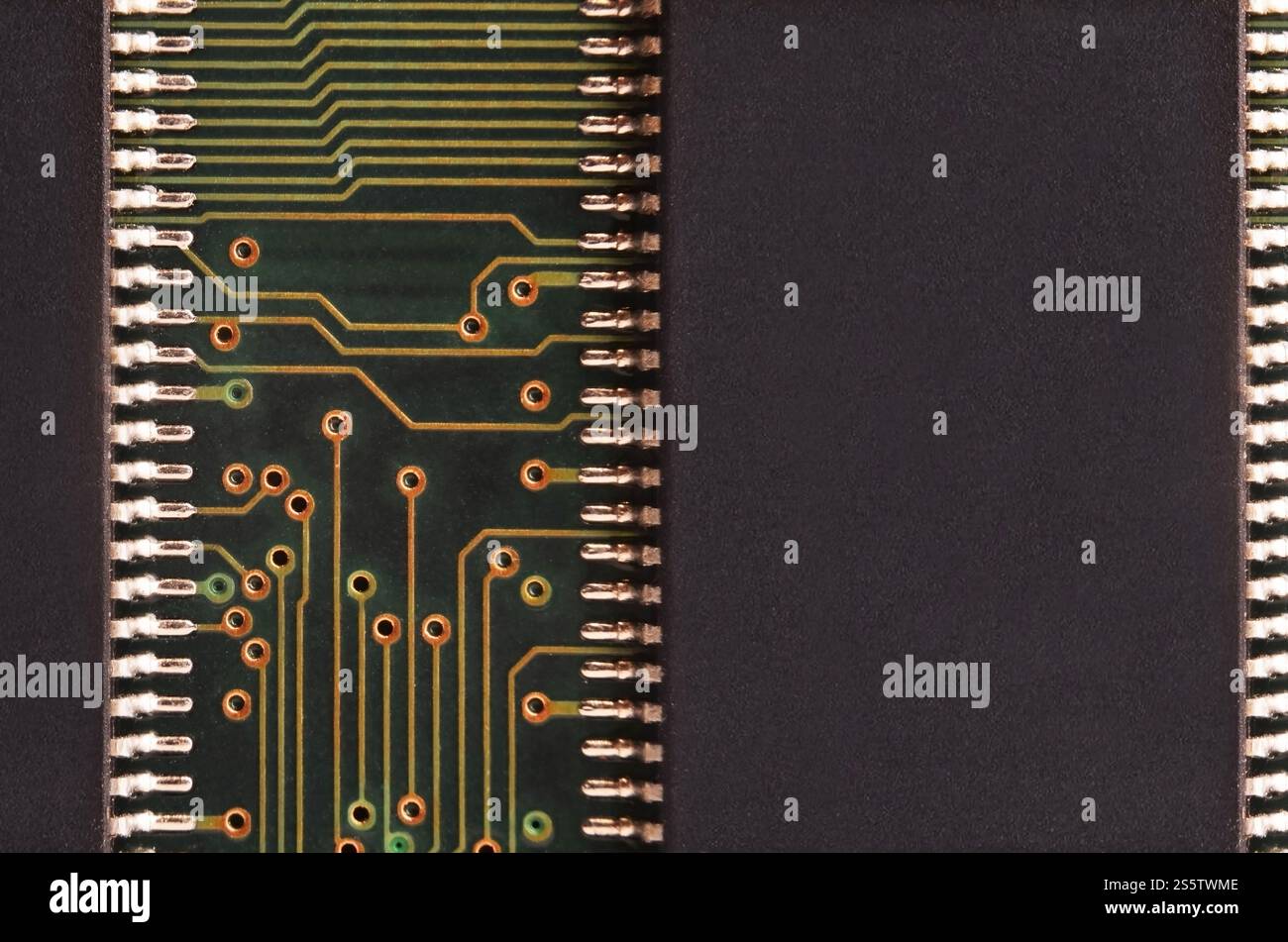 Close up of colored micro circuit board. Abstract technology background ...