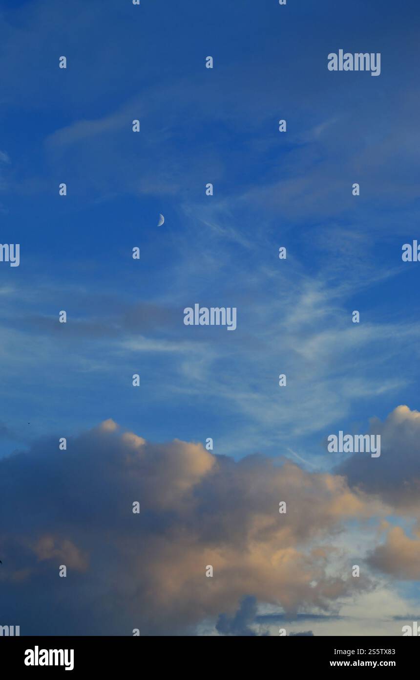 Dark blue cloud rainy storm sky on evening sad feeling mood tone ...