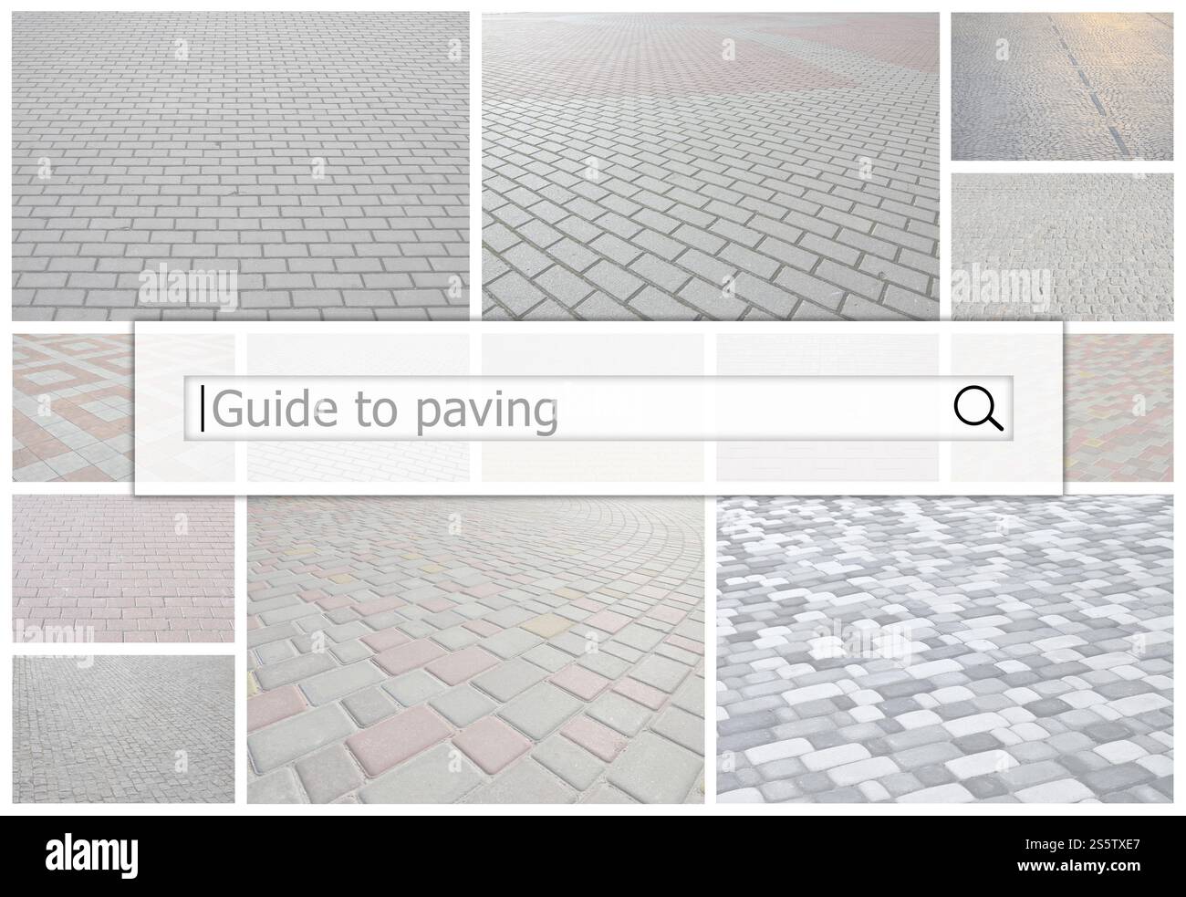Visualization of the search bar on the background of a collage of many ...