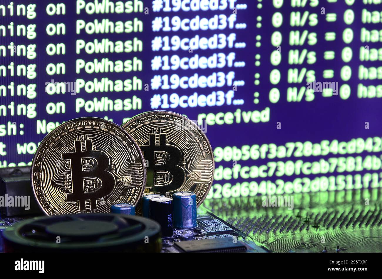 The Digital Process Of Cryptocurrency Mining By Using The Gpus Bitcoins And Video Card On A