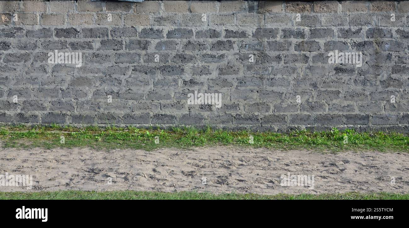 Weathered stained old grey block wall background. Texture of an old ...