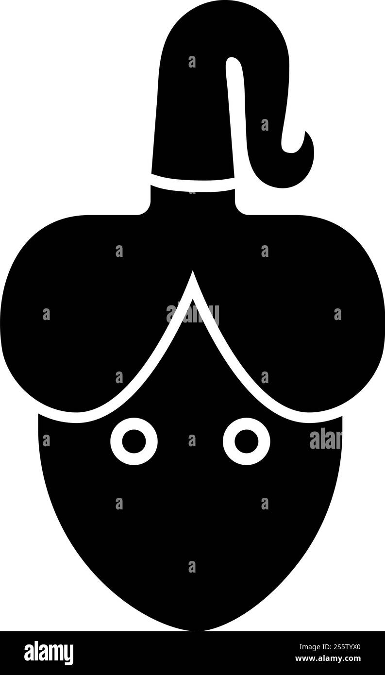 Woman head with scythe Face in front icon black color vector ...
